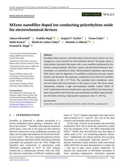 Mxene Nanofiller Doped Ion Conducting Polyethylene Oxide For