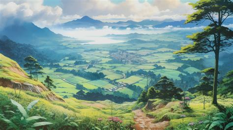 乡村田野风光风景插画图片素材下载 jpg格式 熊猫办公