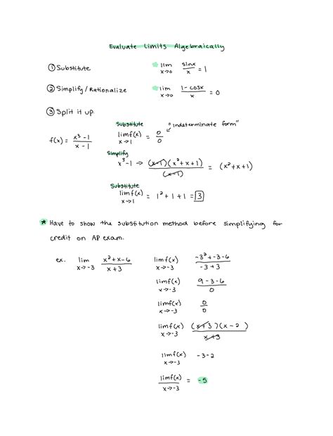 Calculus Chapter Evaluate Limits Algebraically Iim Sinx Substitute So I I Simplify
