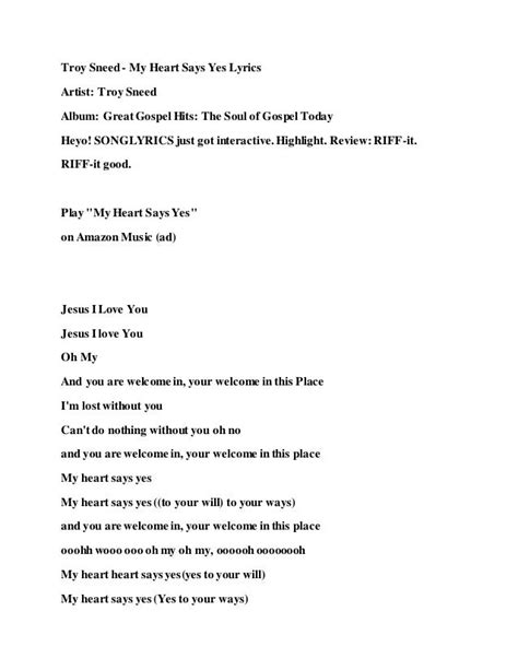 When Jesus Say Yes Lyrics And Music Matespoo