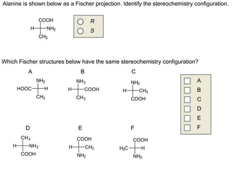 Solved Alanine Is Shown Below As A Fischer Projection Chegg