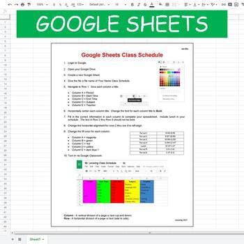 Google Sheets Class Schedule Spreadsheet Google Classroom TPT