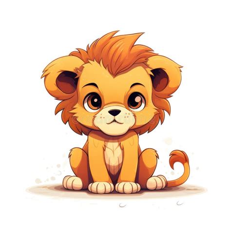 Cute Cartoon D Character Lion On White Background Stock Illustration Illustration Of Wild