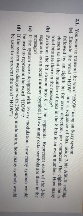 Solved 21 You Want To Transmit The Word How Using An