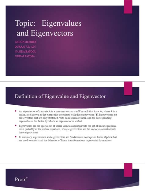 Maths Presentation Pdf Eigenvalues And Eigenvectors Matrix Mathematics