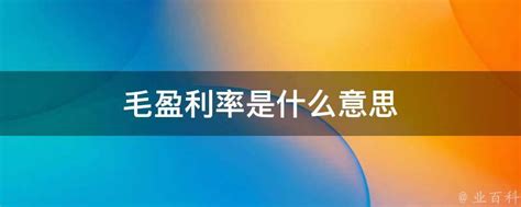 毛盈利率是什么意思 业百科