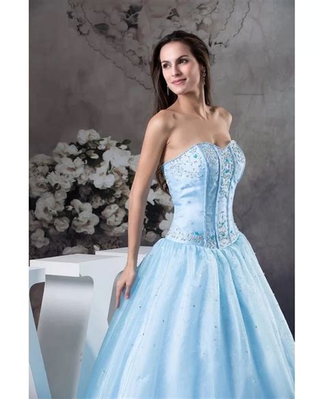 Ball Gown Sweetheart Floor Length Tulle Satin Wedding Dress With