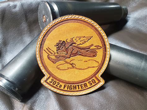 302d Fighter Squadron Leather Patch Etsy