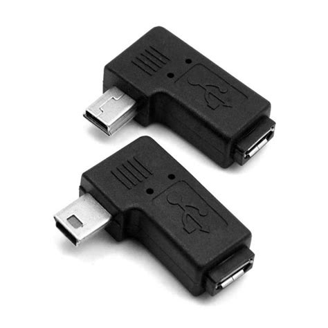 Chenyang 2pcs 90 Degree Left And Right Angled Mini Usb 5pin Male To Micro