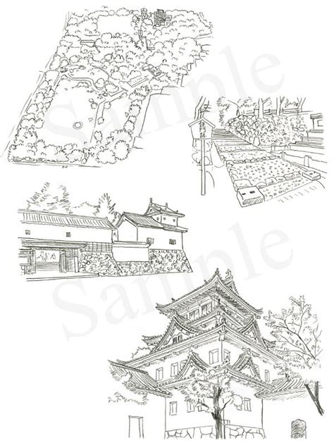 「日本の名城 解剖図鑑」 エクスナレッジ刊 大垣城 イラスト 鉛筆画 下北沢イラスト制作所 手描きのイラスト いとう良一