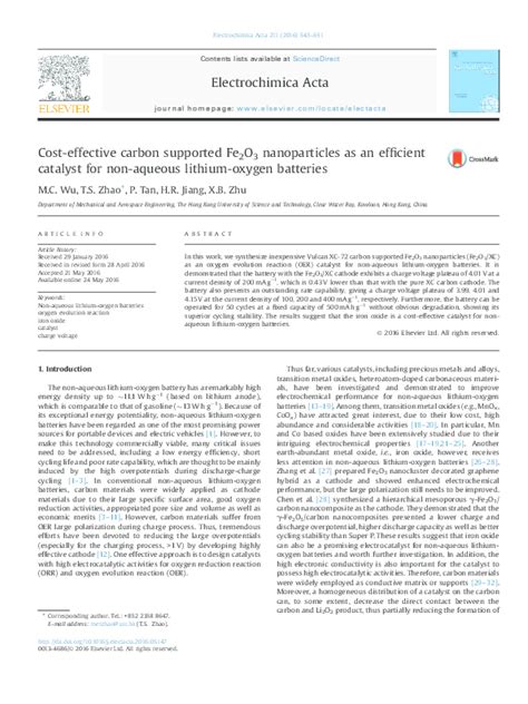 Cost Effective Carbon Supported Fe 2 O 3 Nanoparticles As An Efficient Catalyst For Non Aqueous