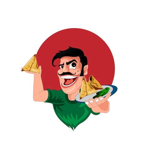 Um Desenho Animado De Um Homem Vendendo Sumbosa Vetor Vetor Premium