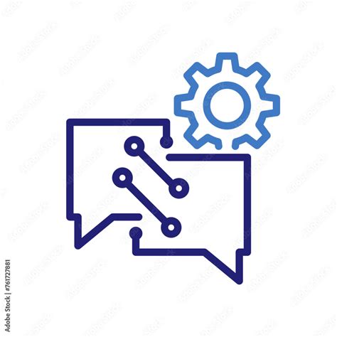 Nlp Thin Line Icon With Speech Bubbles And Circuits With Gear Vector Illustration Symbol For Ai