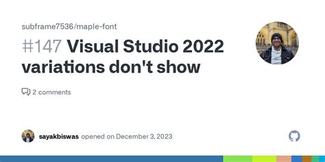 Visual Studio 2022 Variations Dont Show · Issue 147 · Subframe7536