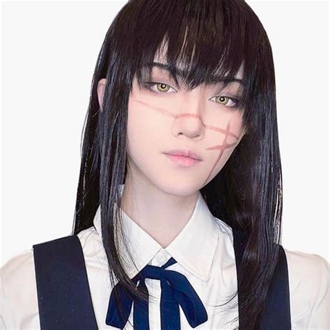 Chainsaw Man Cosplay Mitaka Asa Face Scar Temporary Tattoo On Model