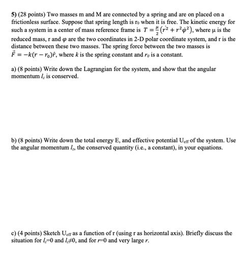 Solved Points Two Masses M And M Are Connected By A Chegg Com