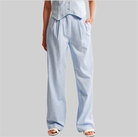 Abercrombie And Fitch Sloane Co Ord Tailored Trouser Light Blue
