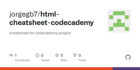 Github Jorgegb Html Cheatsheet Codecademy Cheatsheet For Codecademy