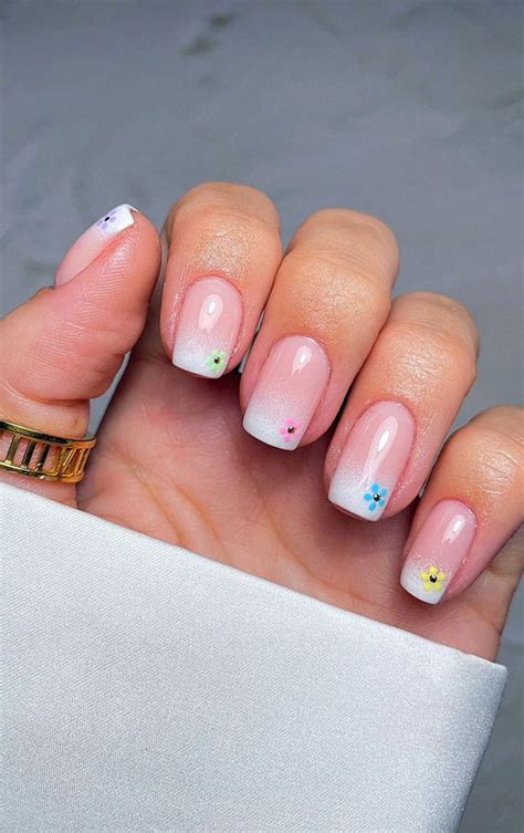 Your Nails Deserve These Floral Designs Milky Ombre Tips Flower