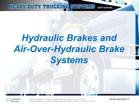 Hydraulic Brakes And Air Over Hydraulic Brake Systems Objectives