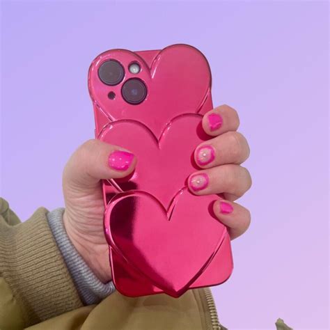 Heart 3d Fold Love Heart Pattern Phone Case For Iphone 15 14 13 12 11