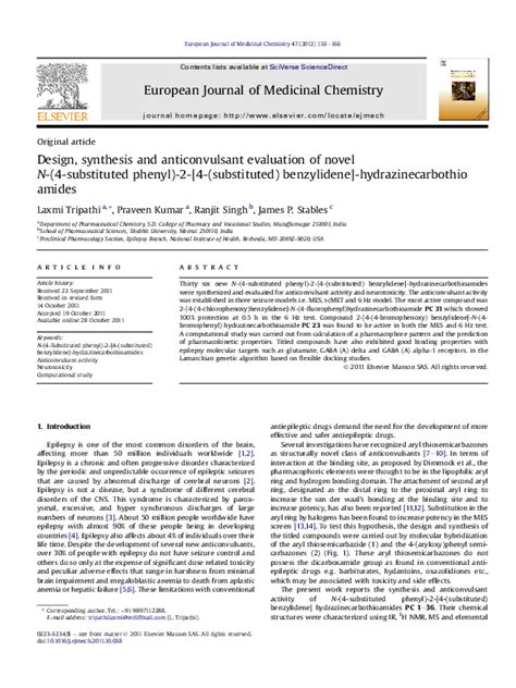 Pdf Design Synthesis And Anticonvulsant Evaluation Of Novel N 4