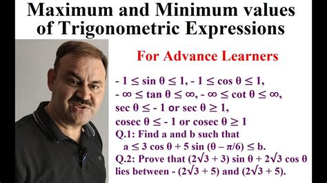 Trigonometry 10 Maximum And Minimum Values Of Trigonometric