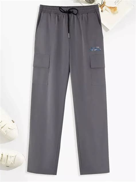 Trendy Pattern Cargo Pants Mens Multi Flap Pocket Trousers Loose