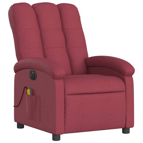 FAUTEUIL DE MASSAGE inclinable électrique Rouge bordeaux Tissu EUR 592
