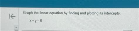 Solved Graph The Linear Equation By Finding And Plotting Its