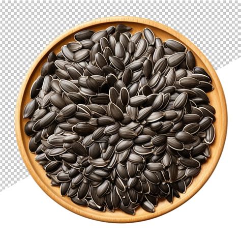 A Plate With Sunflower Seeds On It And A Black Circle On The Bottom