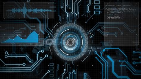 Premium Stock Video Animation Of Motherboard And Circular Scanner Processing Data On Interface