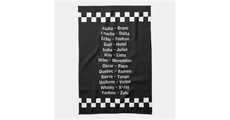 Police Dispatch Emergency Phonetic Alphabet Kitchen Towel Zazzle