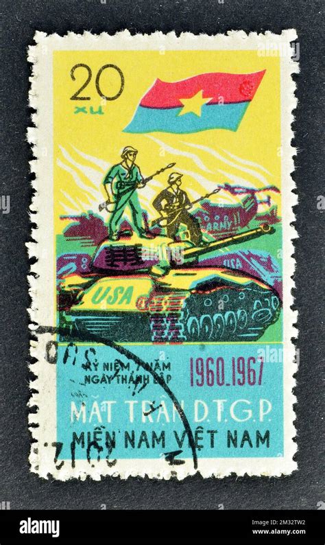 Cancelled Postage Stamp Printed By Vietnam That Shows Vietcong