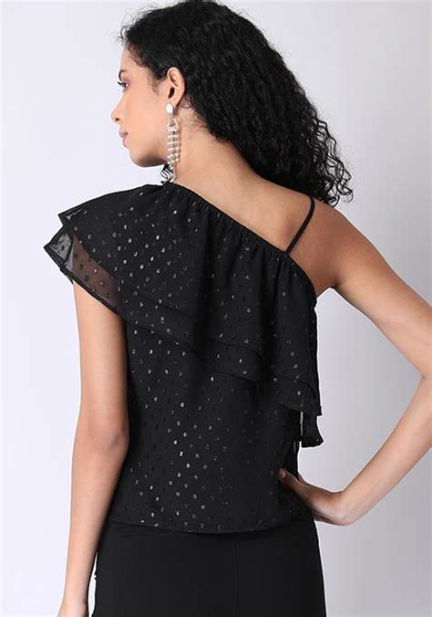 Buy Women Black One Shoulder Strappy Top Trends Online India Faballey