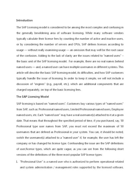 Sap User Licensing Pdf User Computing Sap Se