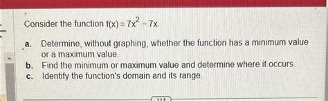 solved consider the function f x 7x2 7x a ﻿determine