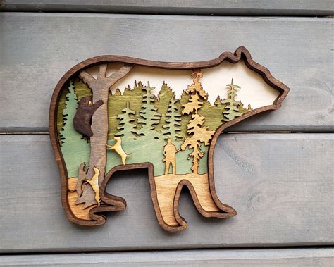 Digital Svg File Glowforge Laser Cut Multi Layer Bear Hunting Etsy