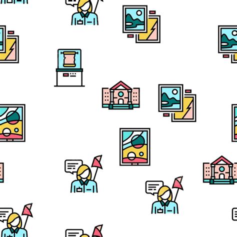 박물관 갤러리 전시 벡터 원활한 패턴 얇은 라인 그림 캔버스 표지판 벽지 Png 일러스트 및 벡터 에 대한 무료 다운로드 Pngtree