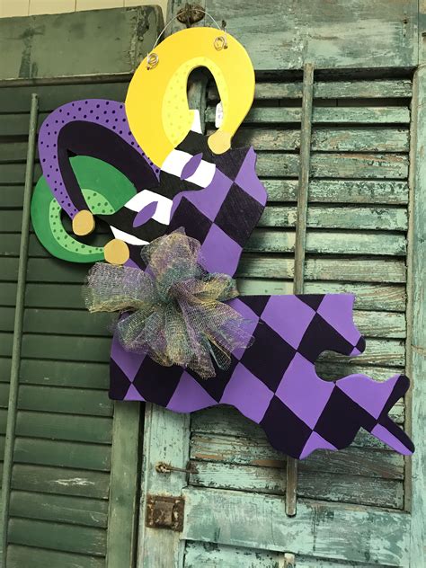 La Mardi Gras Wooden Door Hanger Fall Door Hangers Wooden Door Hangers