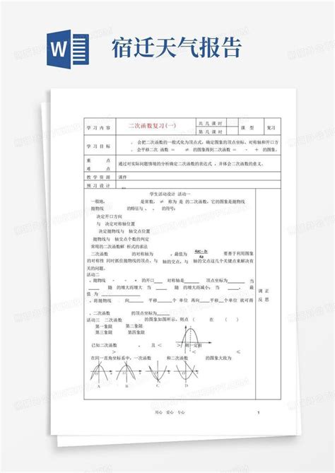 江苏省泗阳县王集中学九年级数学《二次函数复习》教案三【精品教案word模板下载编号qgroadnp熊猫办公