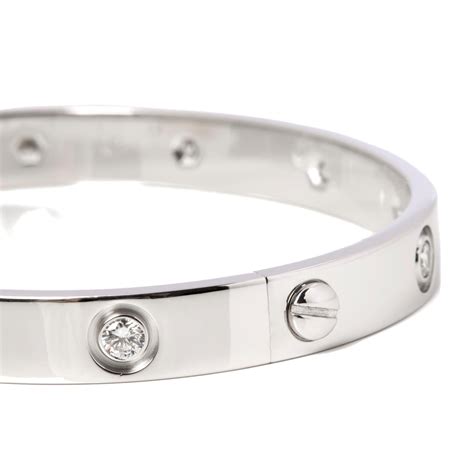 Cartier 10 Diamond 18ct White Gold Love Bangle For Sale At 1stdibs
