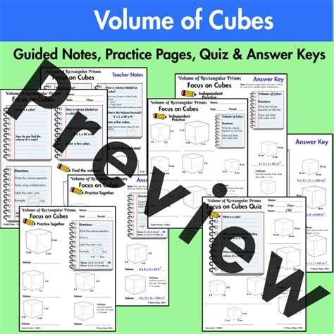 Volume Of Rectangular Prism Packet 5th Grade Cubic Units Word