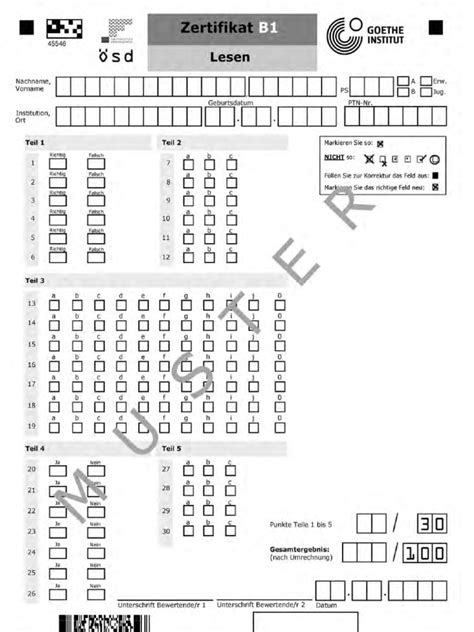 B1 Model Answersheet Pdf