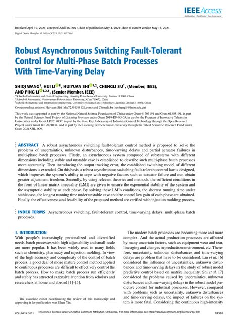 pdf robust asynchronous switching fault tolerant control for multi phase batch processes with