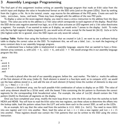 Solved 3 Assembly Language Programming The Final Part Of This