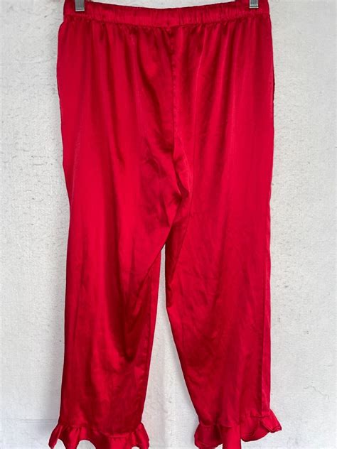 Victoria Secret Satin Pajama Pants Sleep Red Sz M Wom Gem