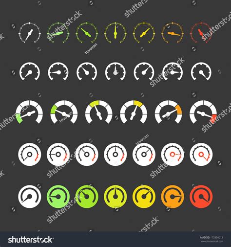 Different Phases Speedometer Icons Stock Vector Royalty Free