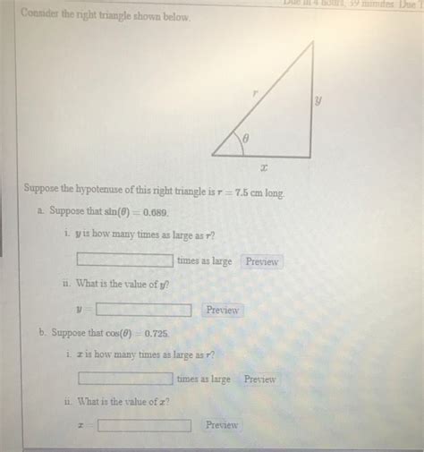 Solved Consider The Right Triangle Shown Below Suppose The