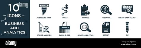 filled business and analytics icon set contain flat funneling data money agenda research